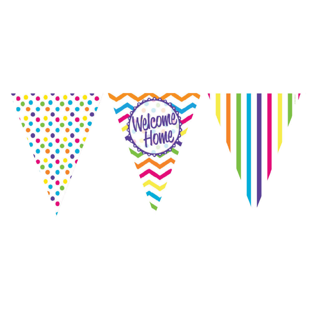 Chevron Stripe Welcome Home Paper Flag Bunting – Anniversary House Ltd