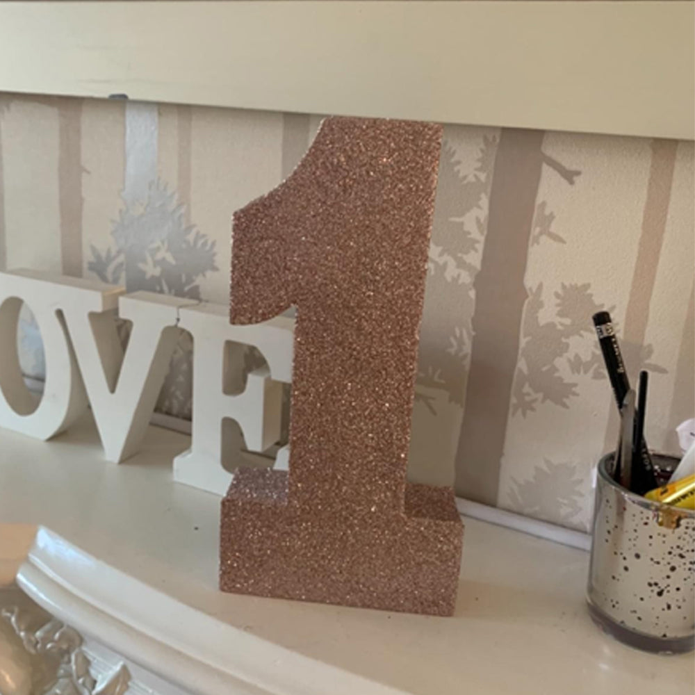 Number 1 Glitter Table Decoration Light Pink – Anniversary House