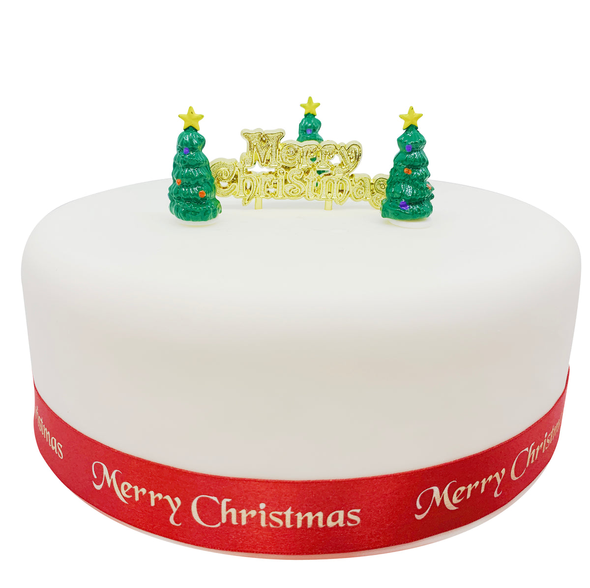 Mini Christmas Tree Plastic Cake Topper Picks & Gold Merry Christmas M ...