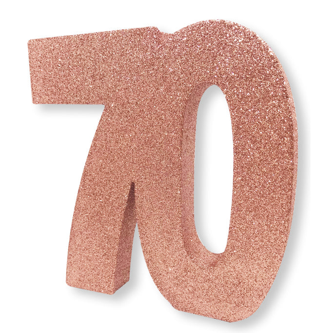Number 70 Glitter Table Decoration Rose Gold – Anniversary House